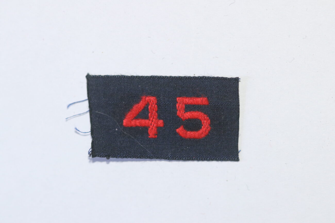 ORIGINAL WW2 BRITISH ROYAL MARINES 45 COMMANDO SILK WOVEN NUMBER ...